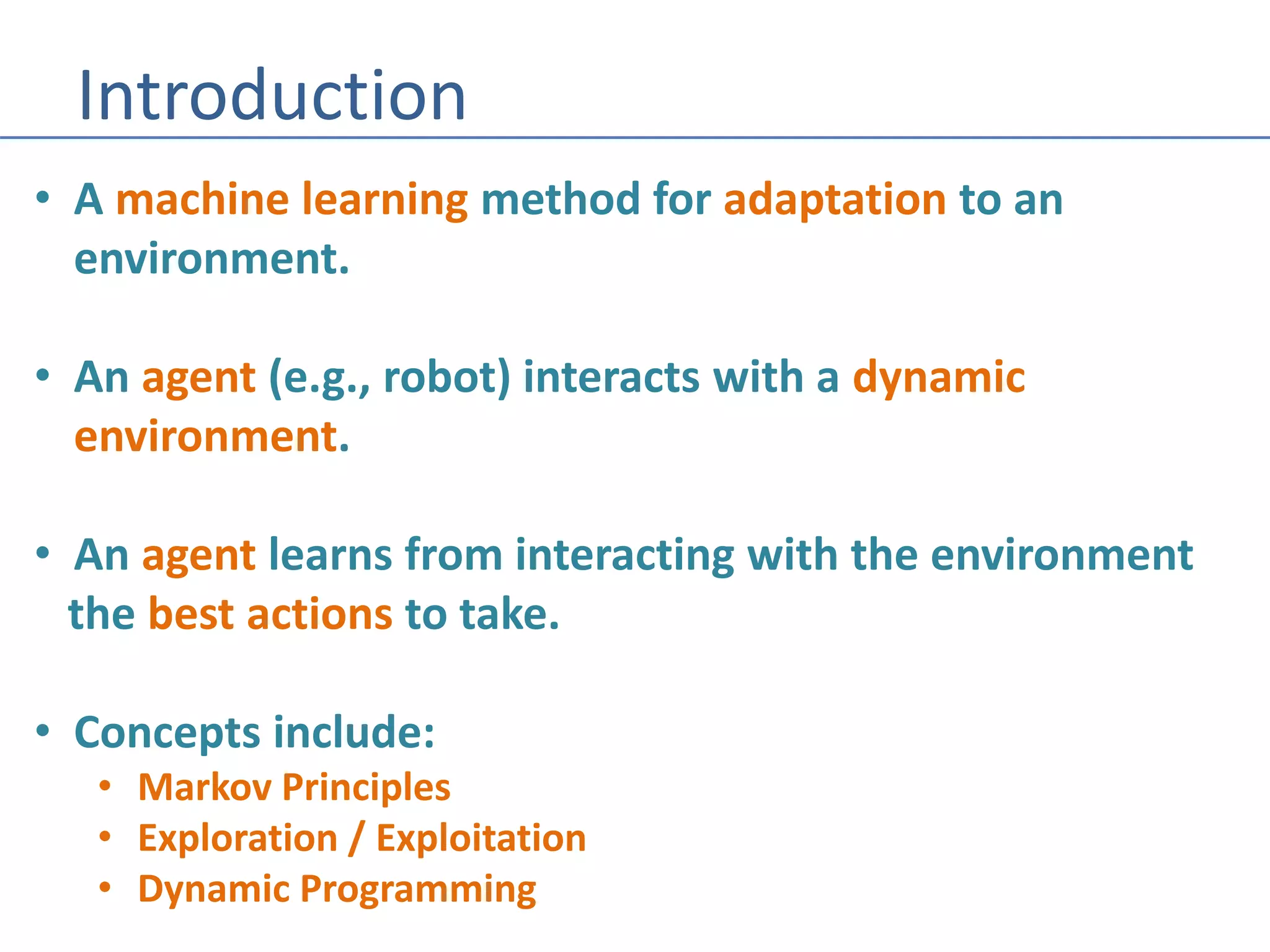 AI - Introduction to Reinforcement Learning | PPT