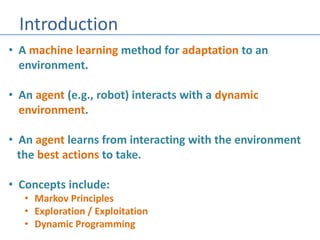 AI - Introduction to Reinforcement Learning | PPT
