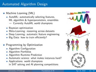 Foundations of Artificial Intelligence 1. Introduction Organizational Aspects, AI in Freiburg ...