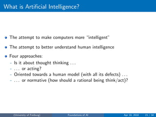 Foundations of Artificial Intelligence 1. Introduction Organizational ...