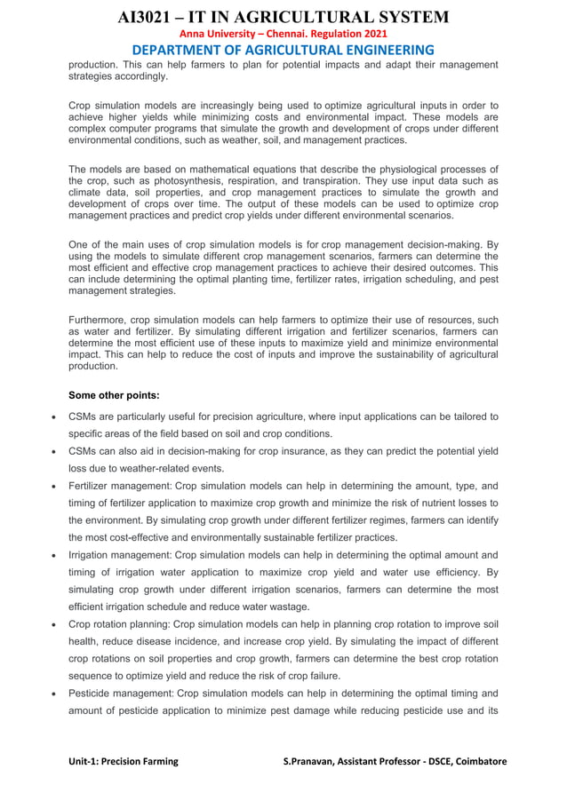 AI3021-IT IN AGRICULTURAL SYSTEM - UNIT-1-Precision Farming.pdf ...