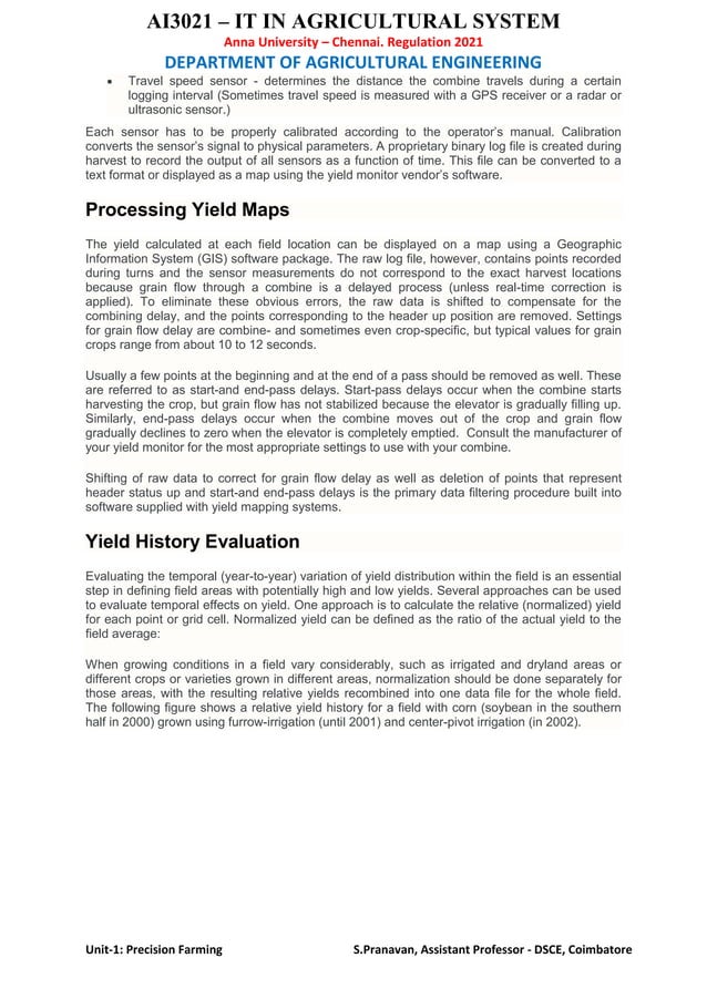 AI3021-IT IN AGRICULTURAL SYSTEM - UNIT-1-Precision Farming.pdf ...