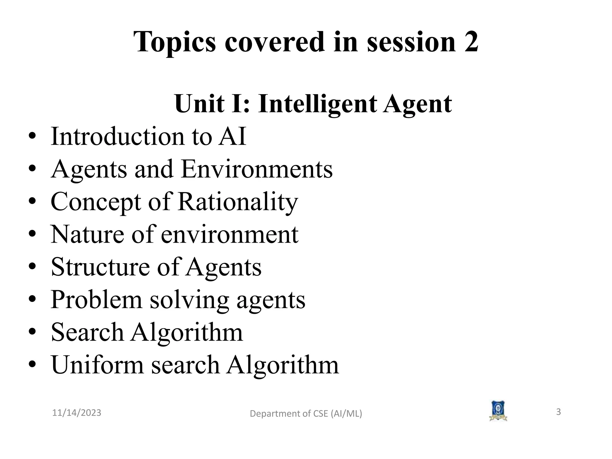 AI3391 ARTIFICIAL INTELLIGENCE Session 2 Types of Agent .pptx