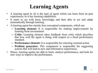 AI3391 ARTIFICIAL INTELLIGENCE Session 2 Types of Agent .pptx ...