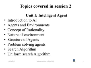 AI3391 ARTIFICIAL INTELLIGENCE Session 2 Types of Agent .pptx | Artificial Intelligence ...