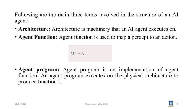 AI3391 ARTIFICAL INTELLIGENCE Session 4 Structure of agent .pptx
