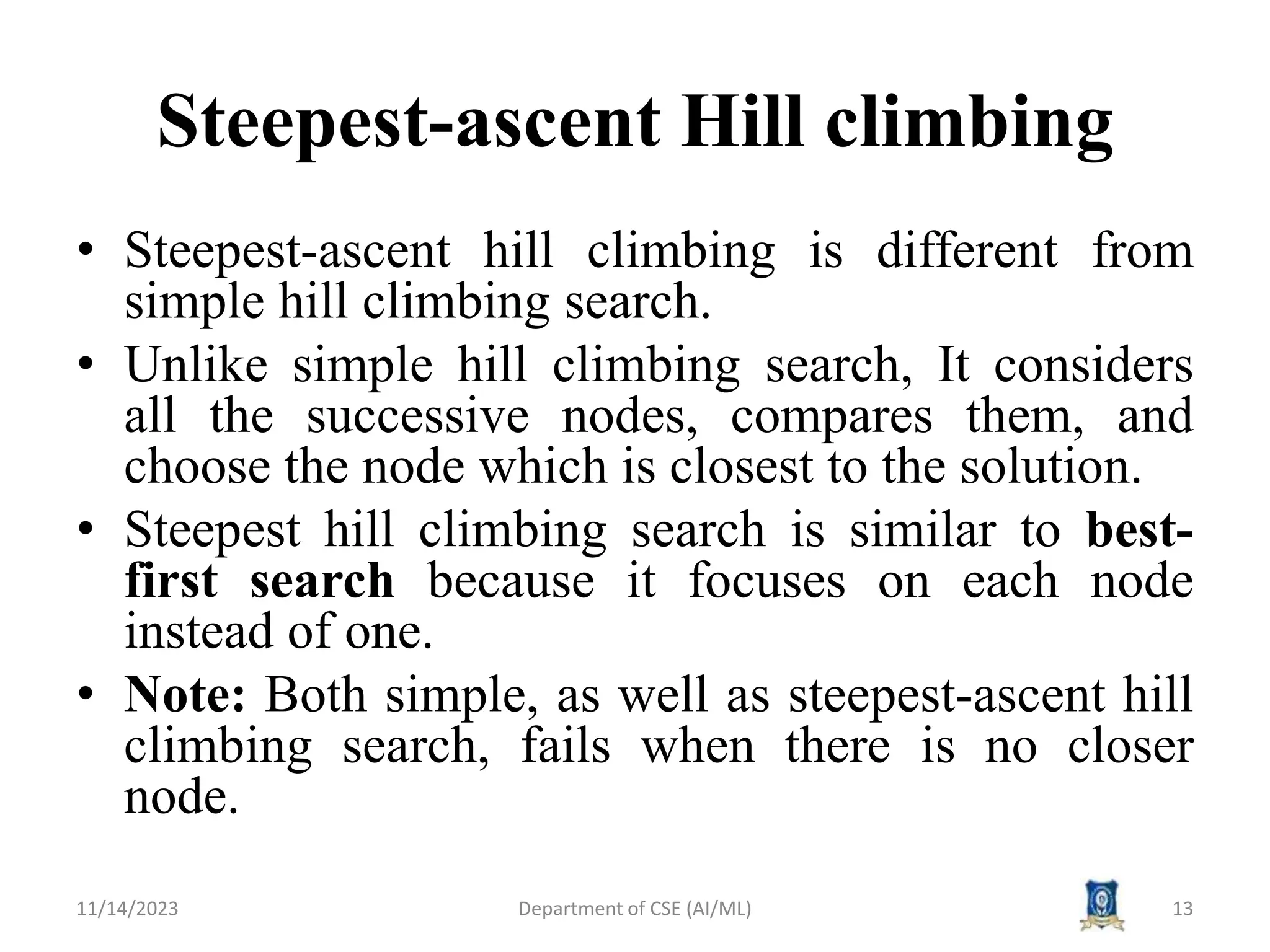AI3391 Session 11 Hill climbing algorithm.pptx | Search | Internet