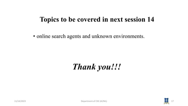 AI3391 Session 13 searching with Non-Deterministic Actions and partial ...