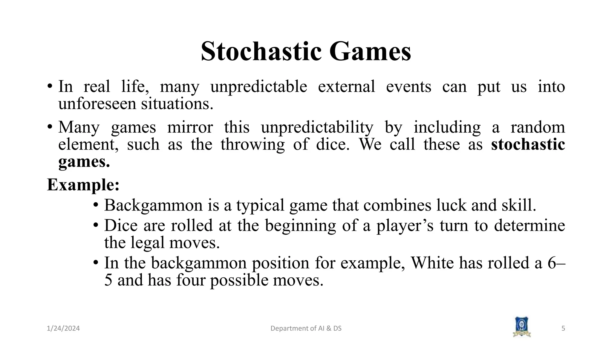 AI3391 Artificial Intelligence Session 19 stochastics games.pptx