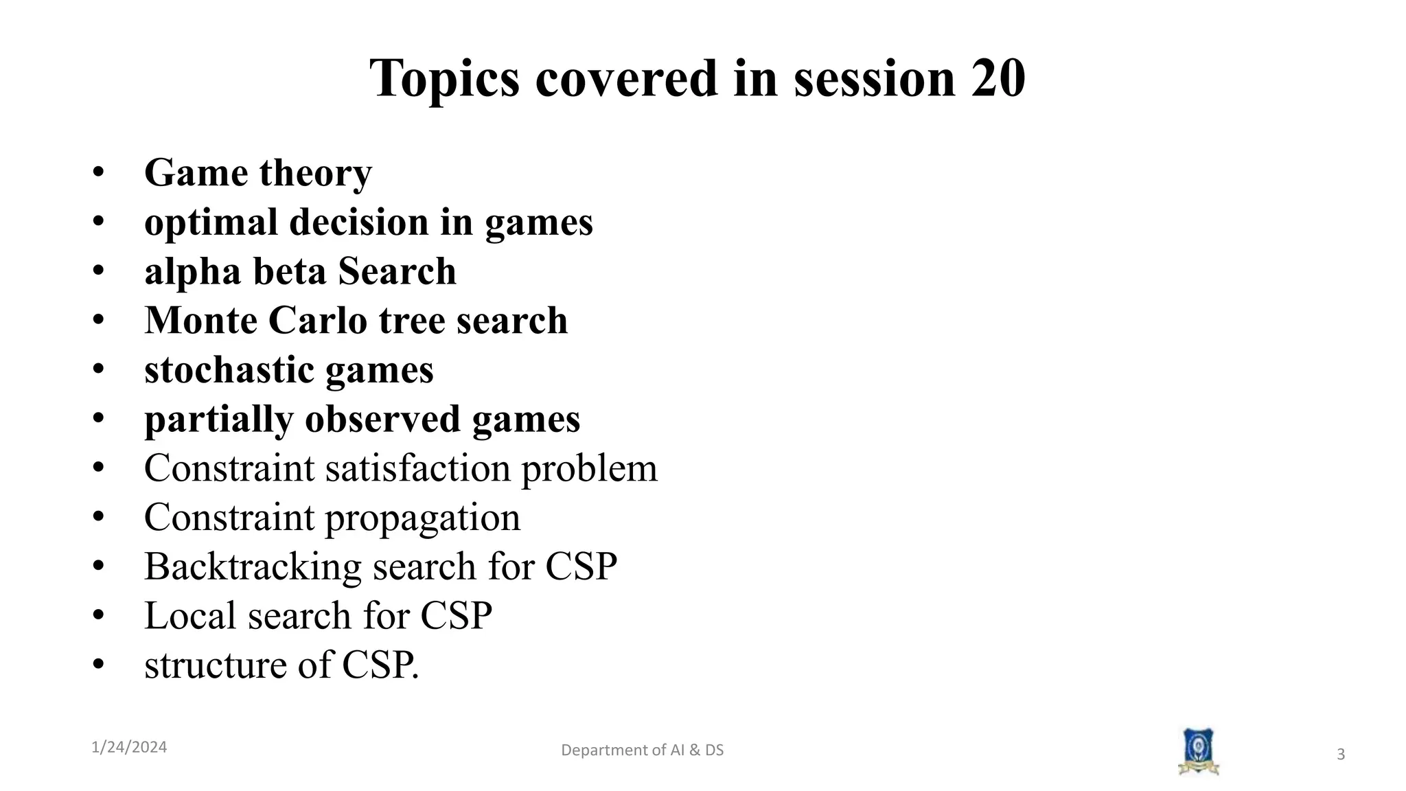 AI3391 Artificial Intelligence Session 20 partially observed games.pptx