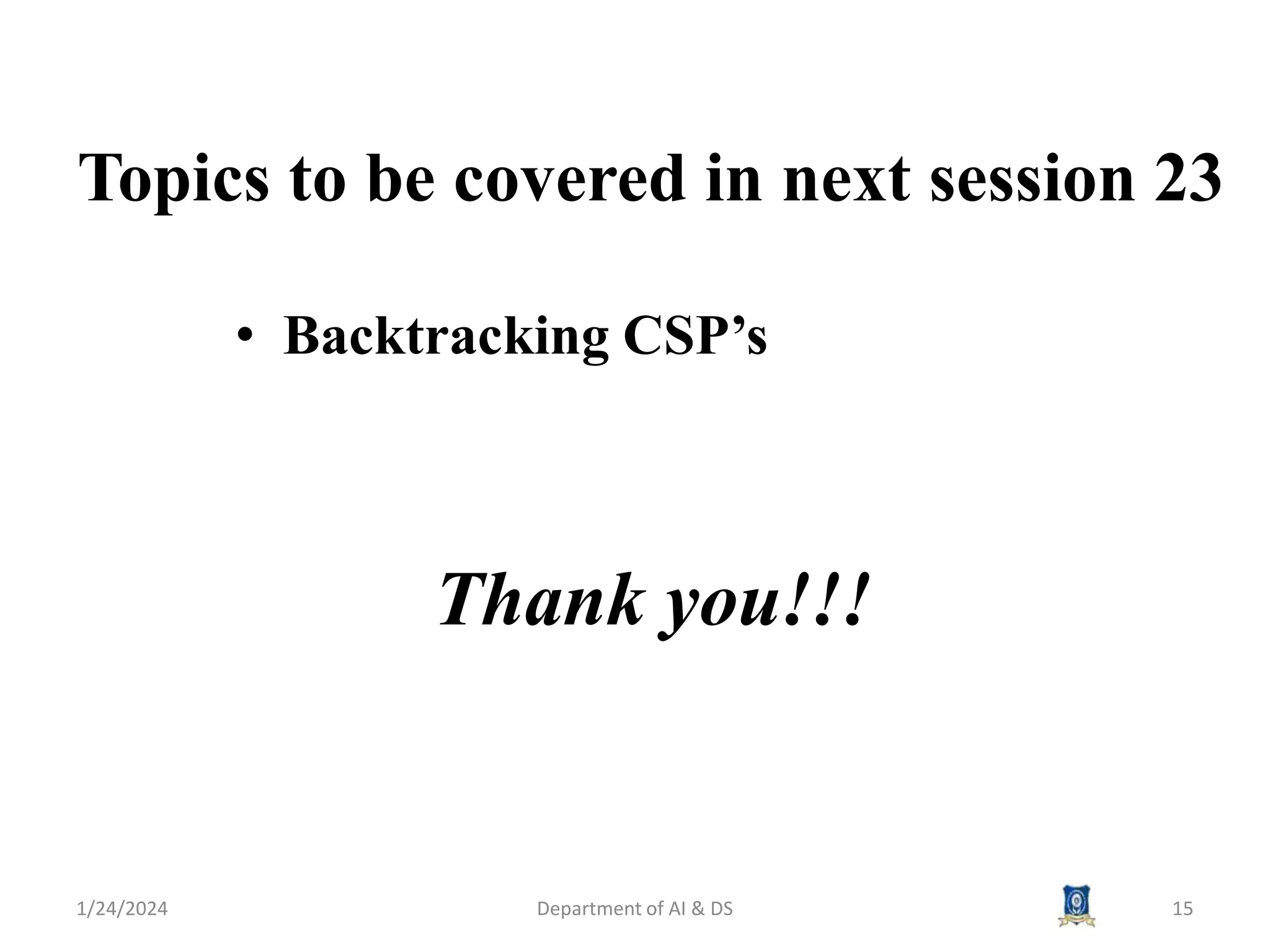 Ai3391 Artificial Intelligence Session 22 Cryptarithmetic Problempptx 