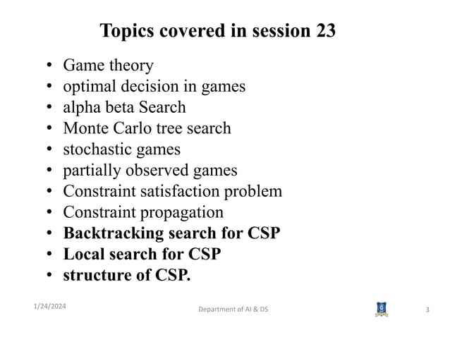 AI3391 Artificial Intelligence Session 23 Backtracking CSP's.pptx