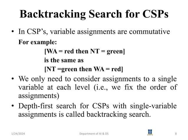 AI3391 Artificial Intelligence Session 23 Backtracking CSP's.pptx