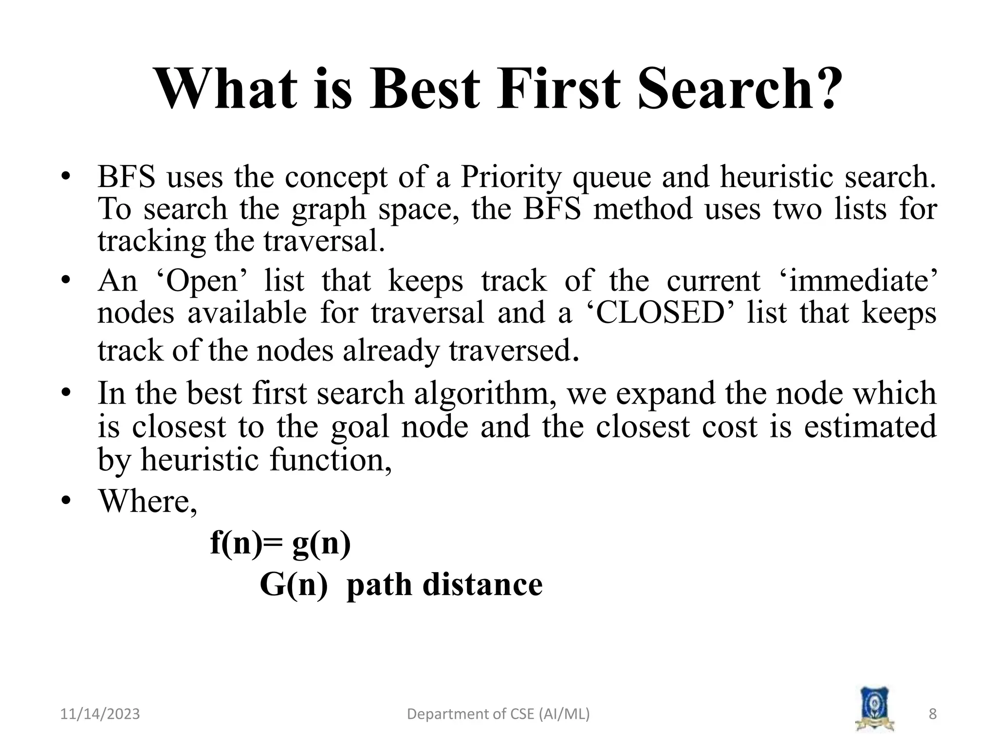 AI3391 Session 9 Greedy Best first search algorithm.pptx AI3391 Session 9 Greedy Best first search algorithm.pptx