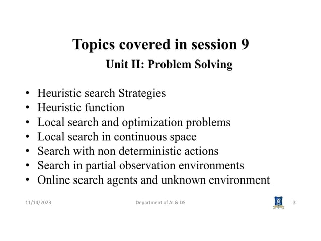 AI3391 Session 9 Greedy Best first search algorithm.pptx AI3391 Session 9 Greedy Best first search algorithm.pptx