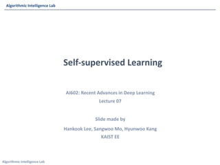 Self-supervised Learning Lecture Note | PDF