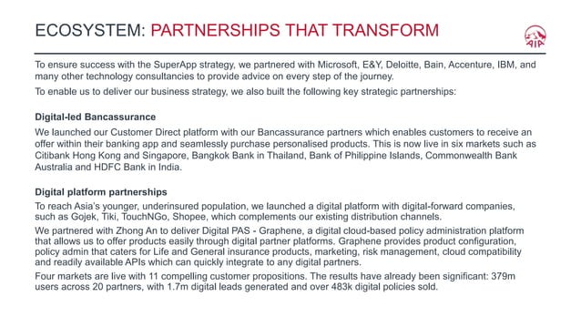 AIA - Insurer transformation Award 2022 | PPTX | Computer Software and Applications | Computing