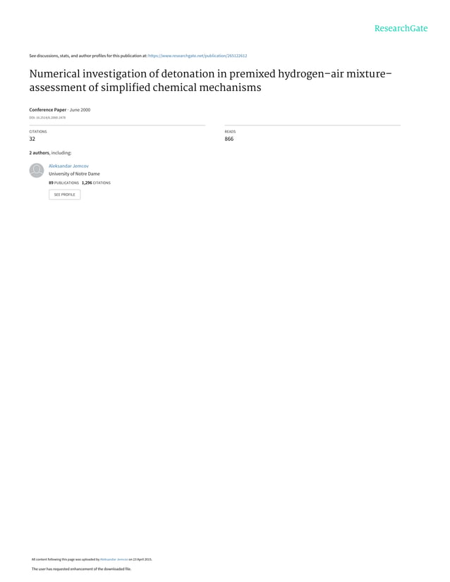 aiaa-2000 numerical investigation premixed combustion | PDF