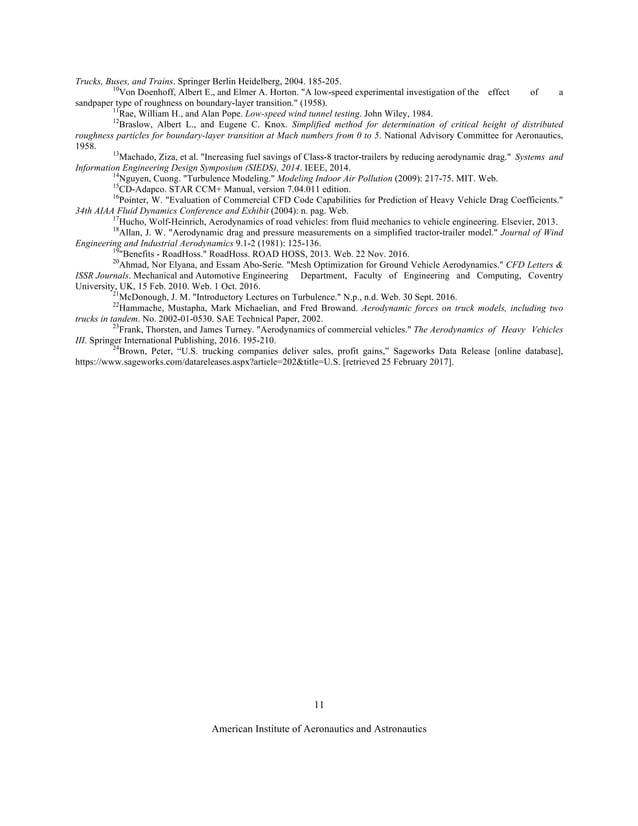 AIAA Technical Paper, Reduction of Semi-Truck Aerodynamic Drag | PDF