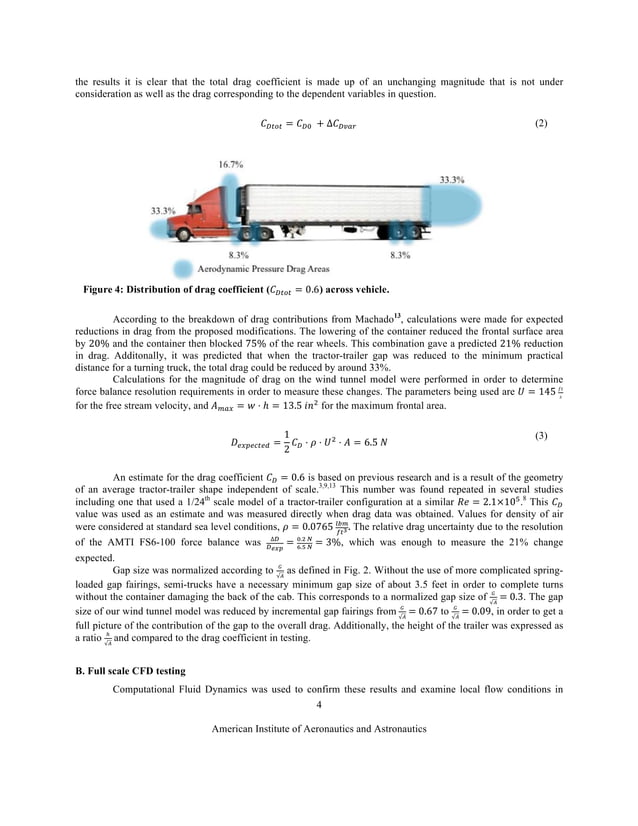 AIAA Technical Paper, Reduction of Semi-Truck Aerodynamic Drag | PDF