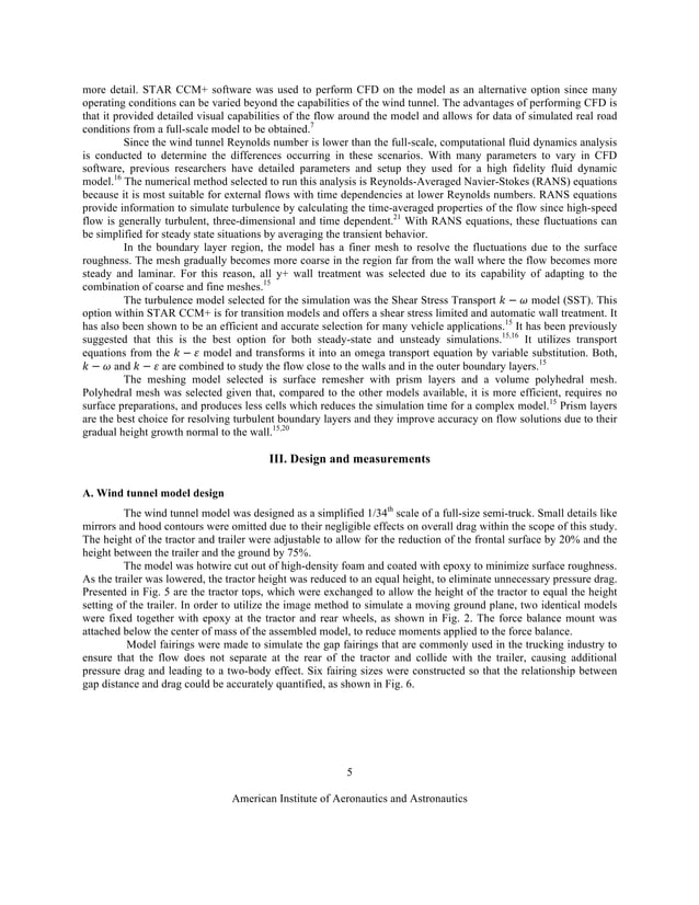 AIAA Technical Paper, Reduction of Semi-Truck Aerodynamic Drag | PDF