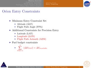 Design of the Onboard Autonomous Targeting Algorithm for the Trans-Earth Phase of Orion | PDF