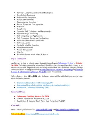 14th International Conference on Artificial Intelligence, Soft Computing and Applications (AIAA ...