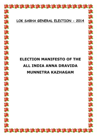 AIADMK Election Manifesto for 2014 Lok Sabha Polls | PDF