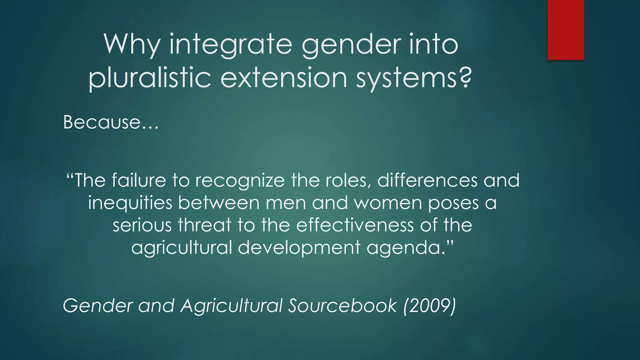 Building Capacity to Integrate Gender into International Extension ...