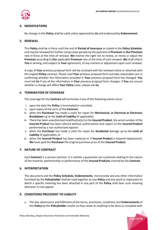 AIA Extended Warranty Protection – Certificate B004607938.pdf | Motor ...