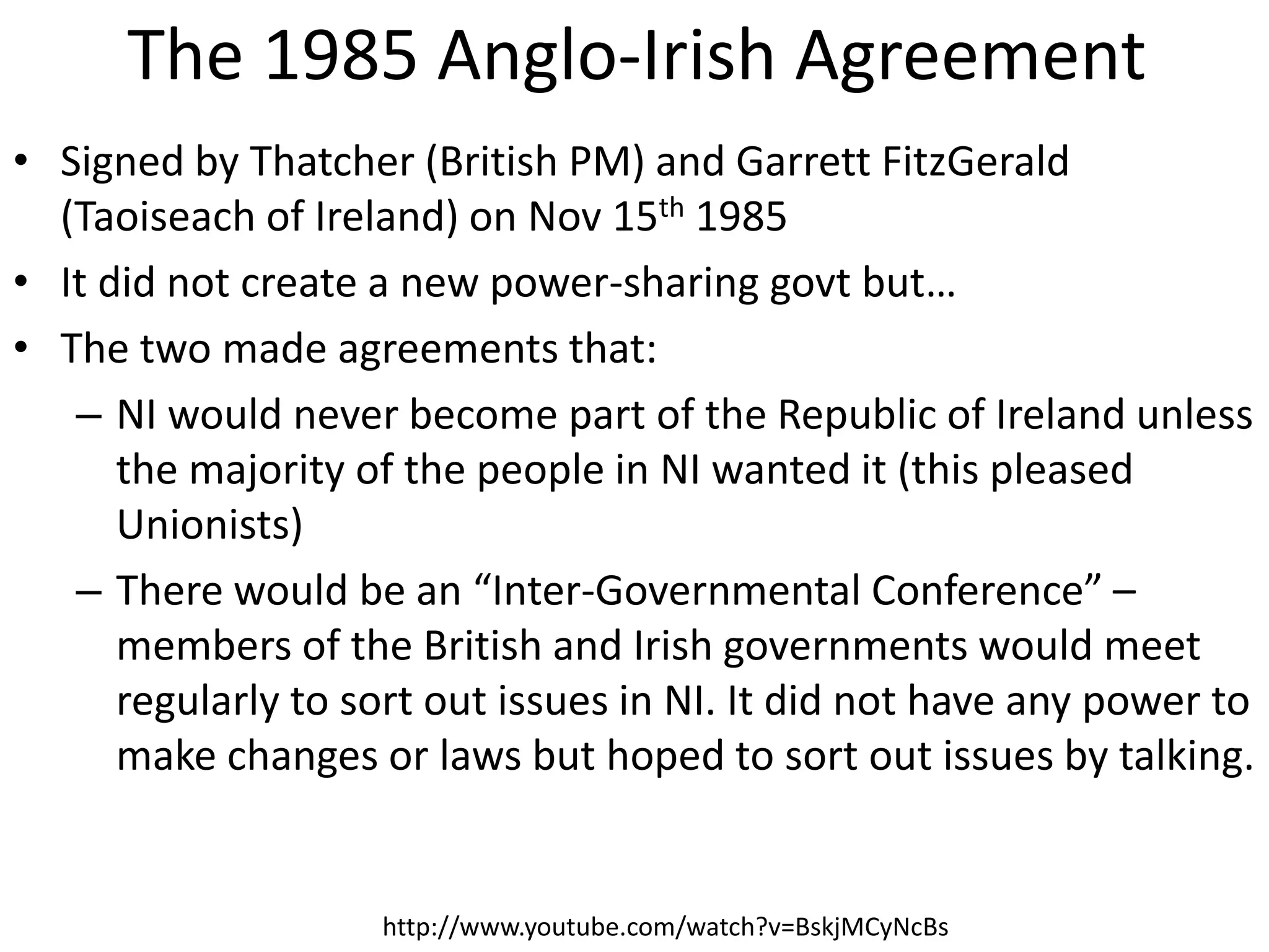 Anglo-Irish Agreement 1985 | PPT