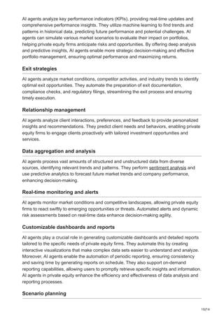 AI agent for private equity Key components applications implementation ...