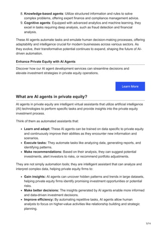 AI agent for private equity Key components applications implementation ...