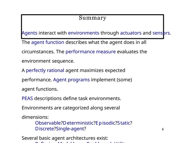 Artificial intelligence Agents lecture slides | PPT