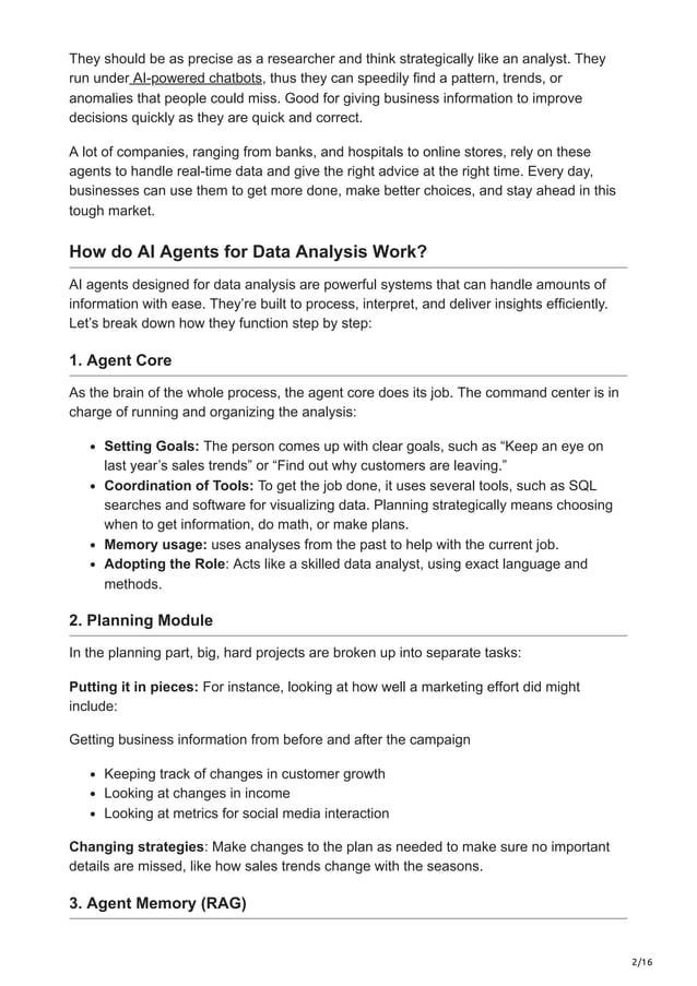 Explore AI Agents for Data Analysis -- Use Cases | PDF