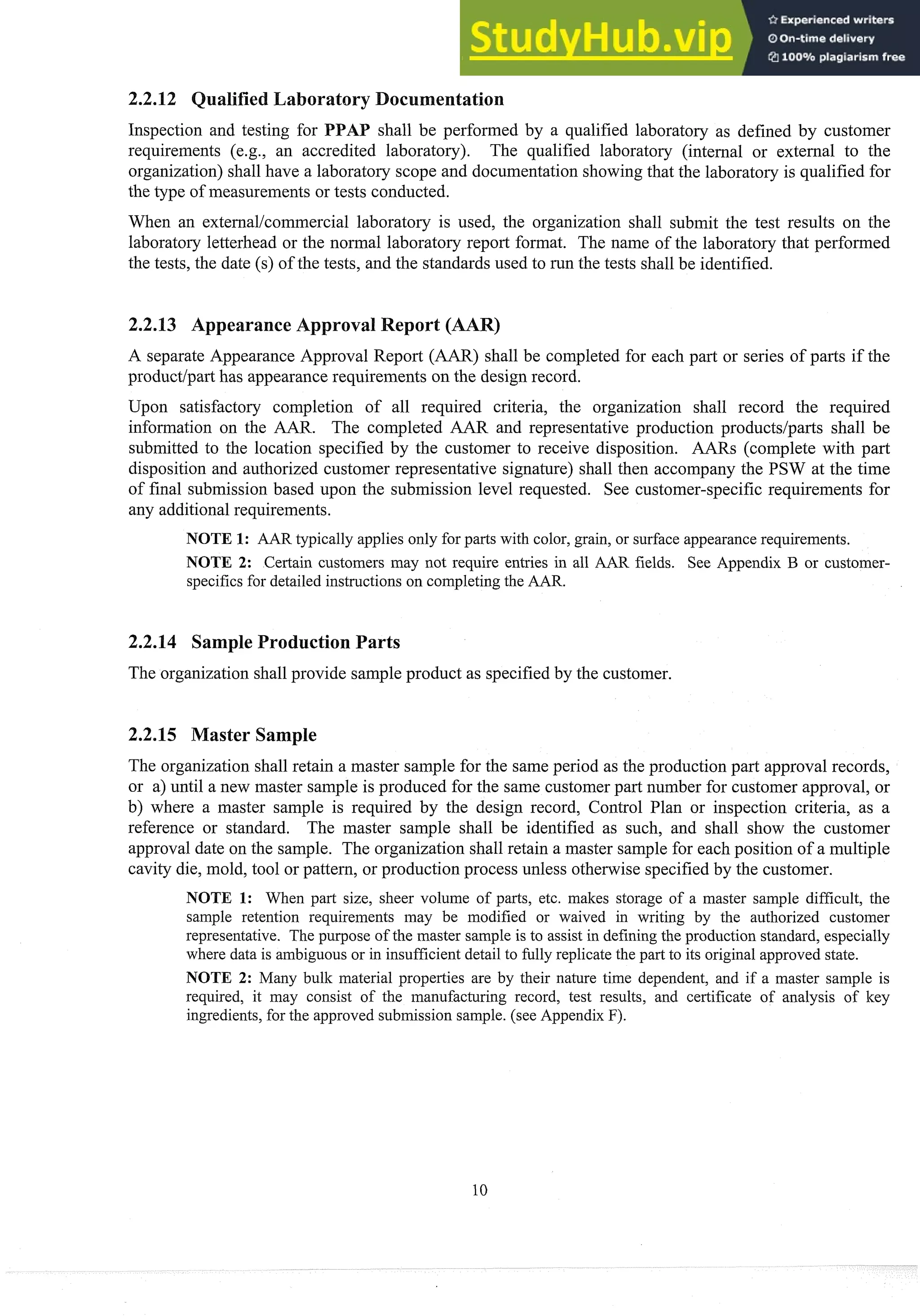 AIAG Production Part Approval Process PPAP 4Th Edition | PDF