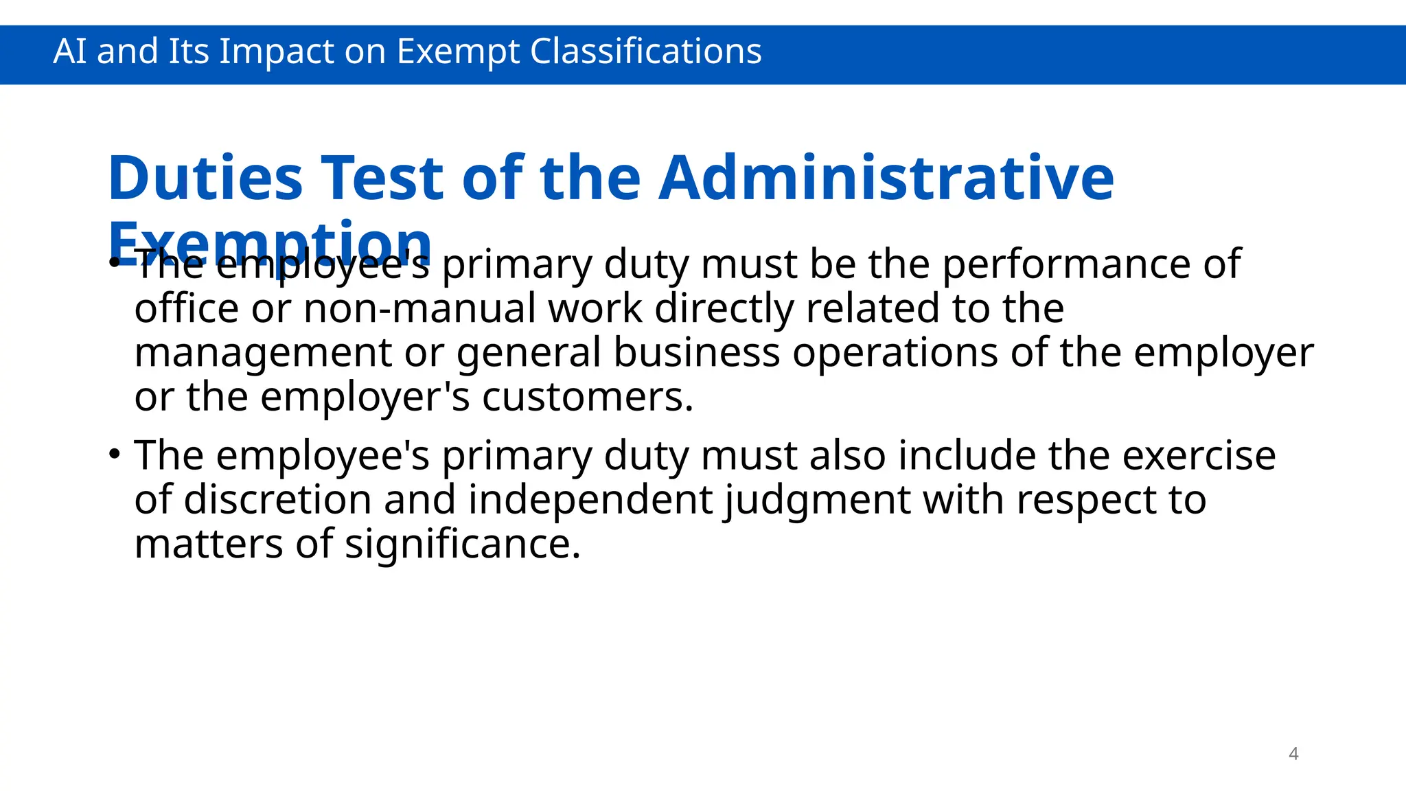AI and Its Impact on Exempt Classifications | PPTX