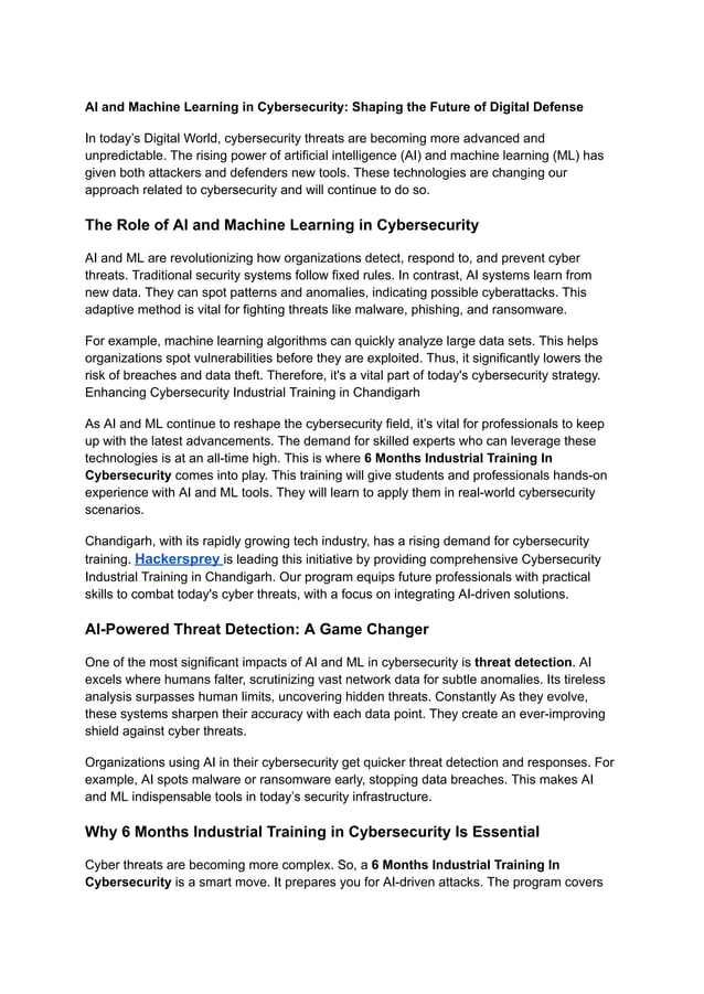 AI and Machine Learning in Cybersecurity: Shaping the Future of Digital ...