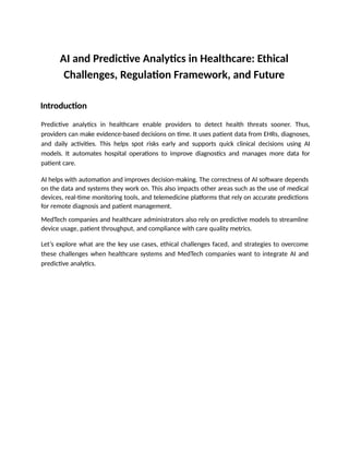 AI and Predictive Analytics in Healthcare- Ethical Challenges ...
