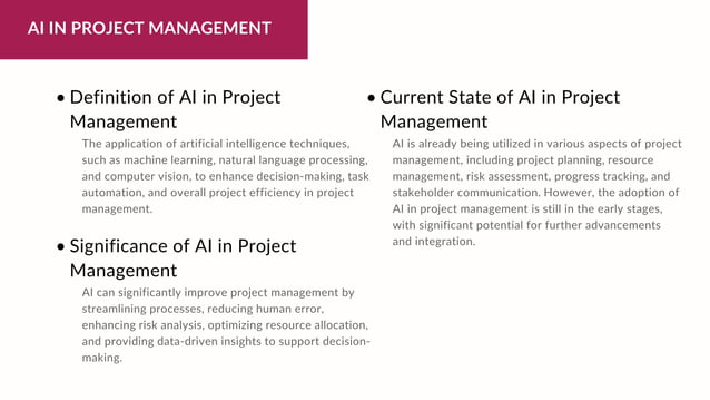 AI and Project Management Maximizing AI, Reducing Human Error, and ...