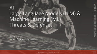 Application Security: AI LLMs and ML Threats & Defenses | PPT