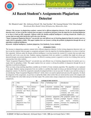 AI Based Student S Assignments Plagiarism Detector | PDF