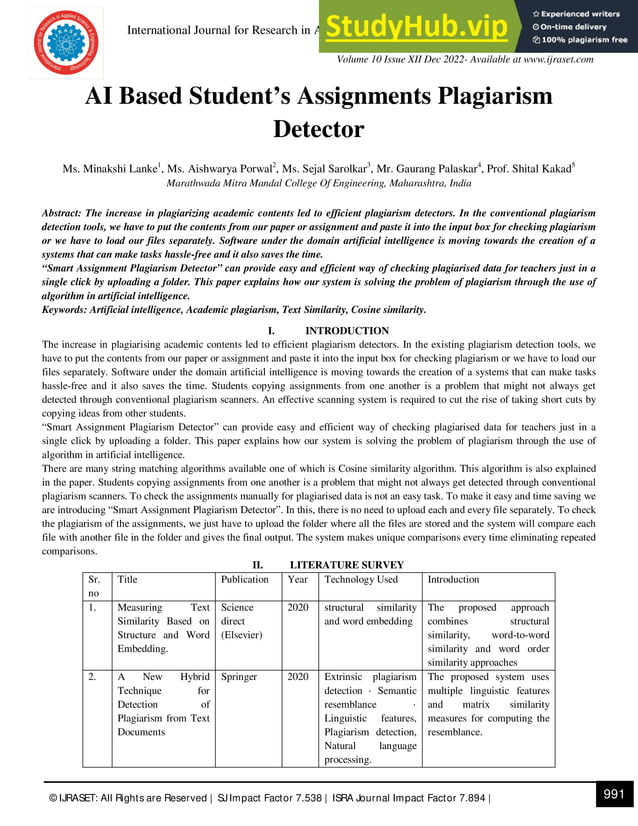 AI Based Student S Assignments Plagiarism Detector | PDF
