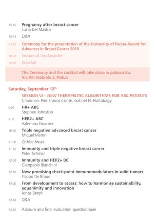 1th Meet the Professor - Sept 10-12, 2015, Padua - with Patronage of ...