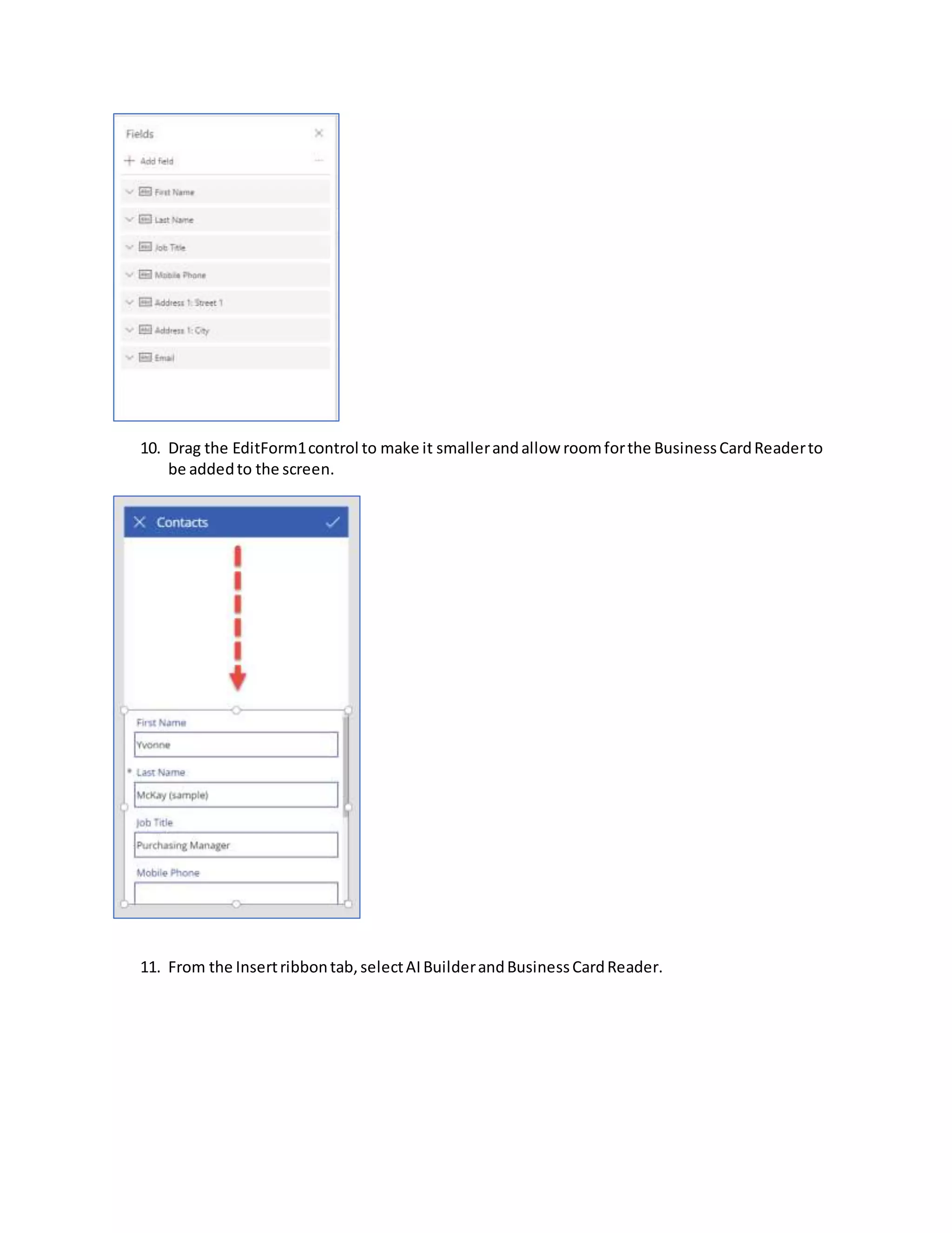 AI Builder - Business Card Reader | PDF