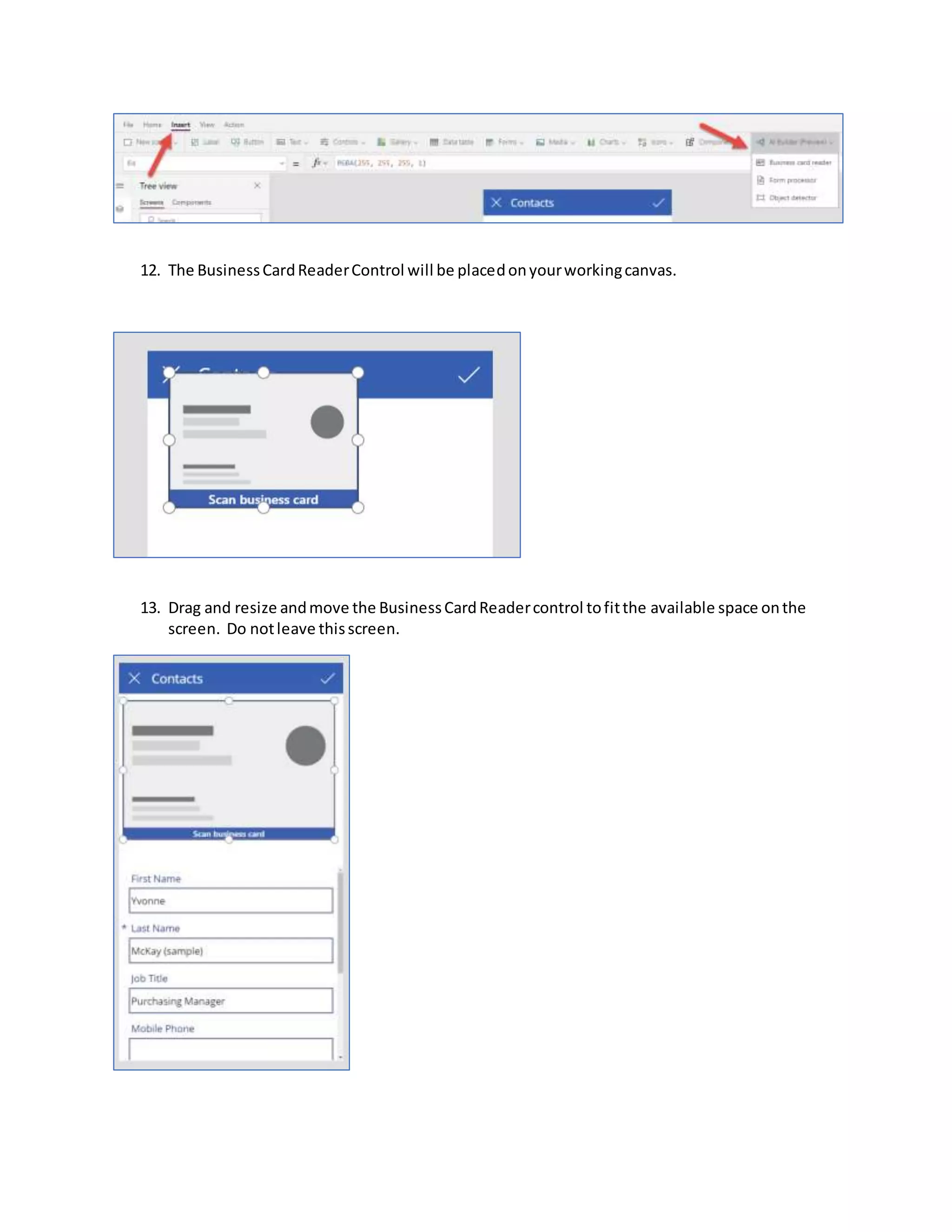 AI Builder - Business Card Reader | PDF