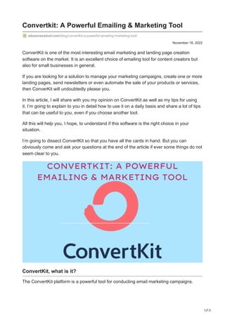 Convertkit A Powerful Emailing Marketing Tool.pdf | Email | Internet