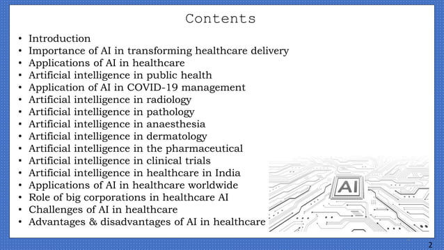 Artificial Intelligence in Healthcare in India | PPTX | Technology Industry | Industries