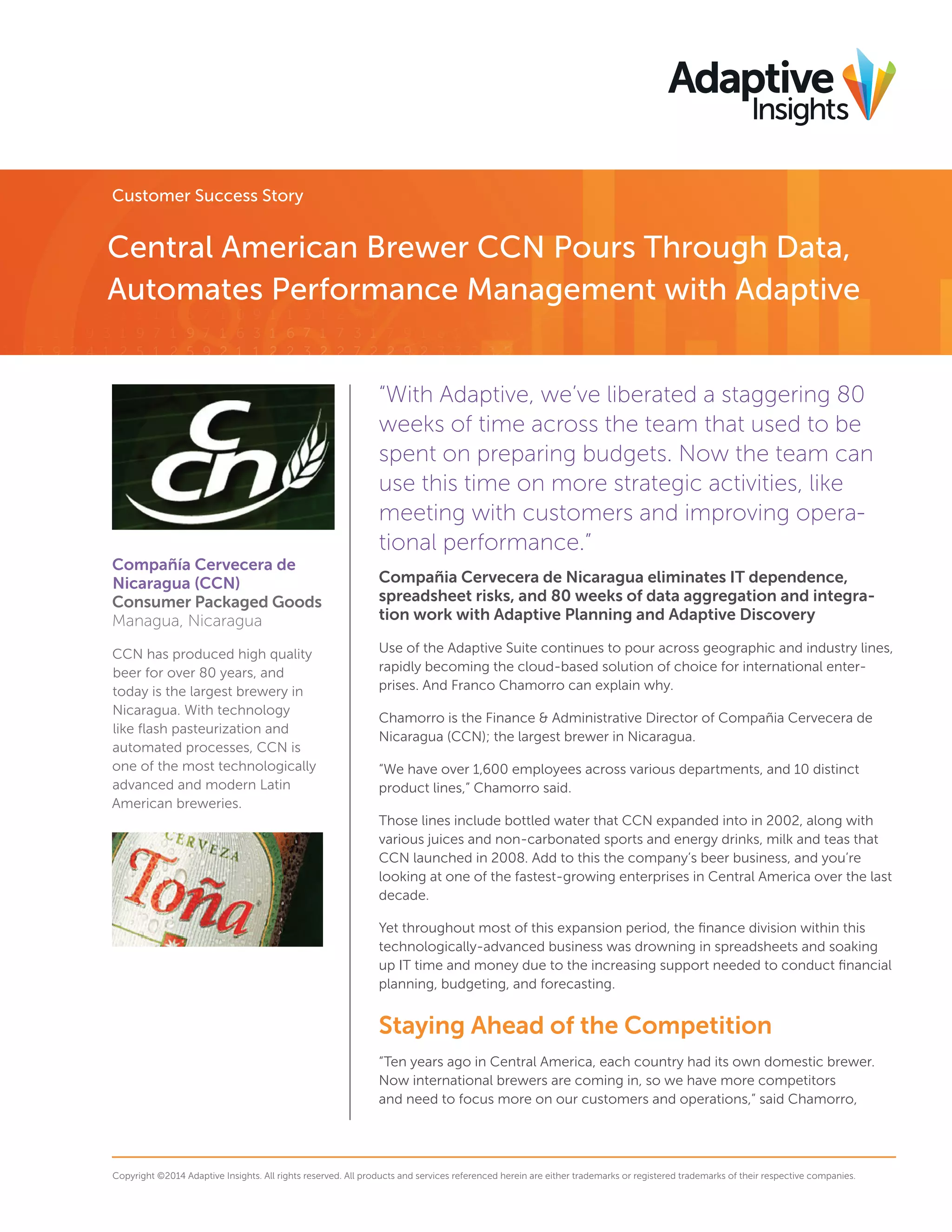 Adaptive Insights: CCN - A Customer Success Story | PDF