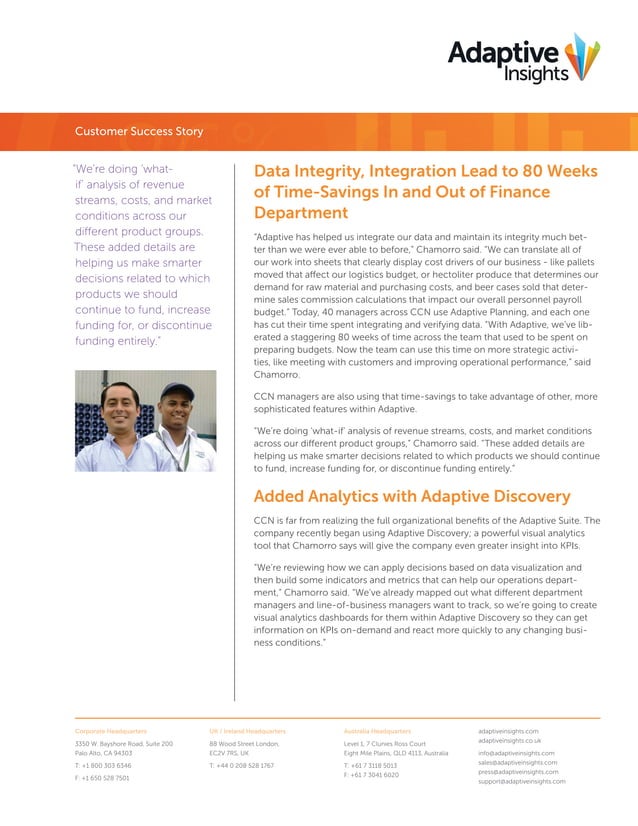 Adaptive Insights: CCN - A Customer Success Story | PDF
